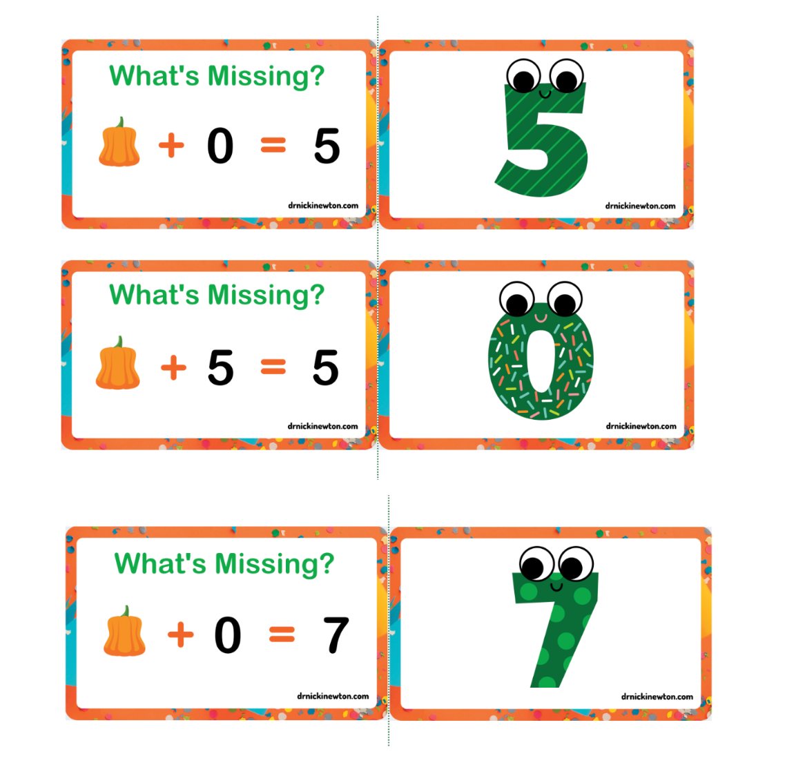 Addition Pumpkin Flashcards Adding Within 20 – Gigglenook Math Store
