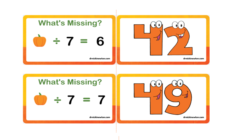 Division Pumpkin Flashcards – Gigglenook Math Store