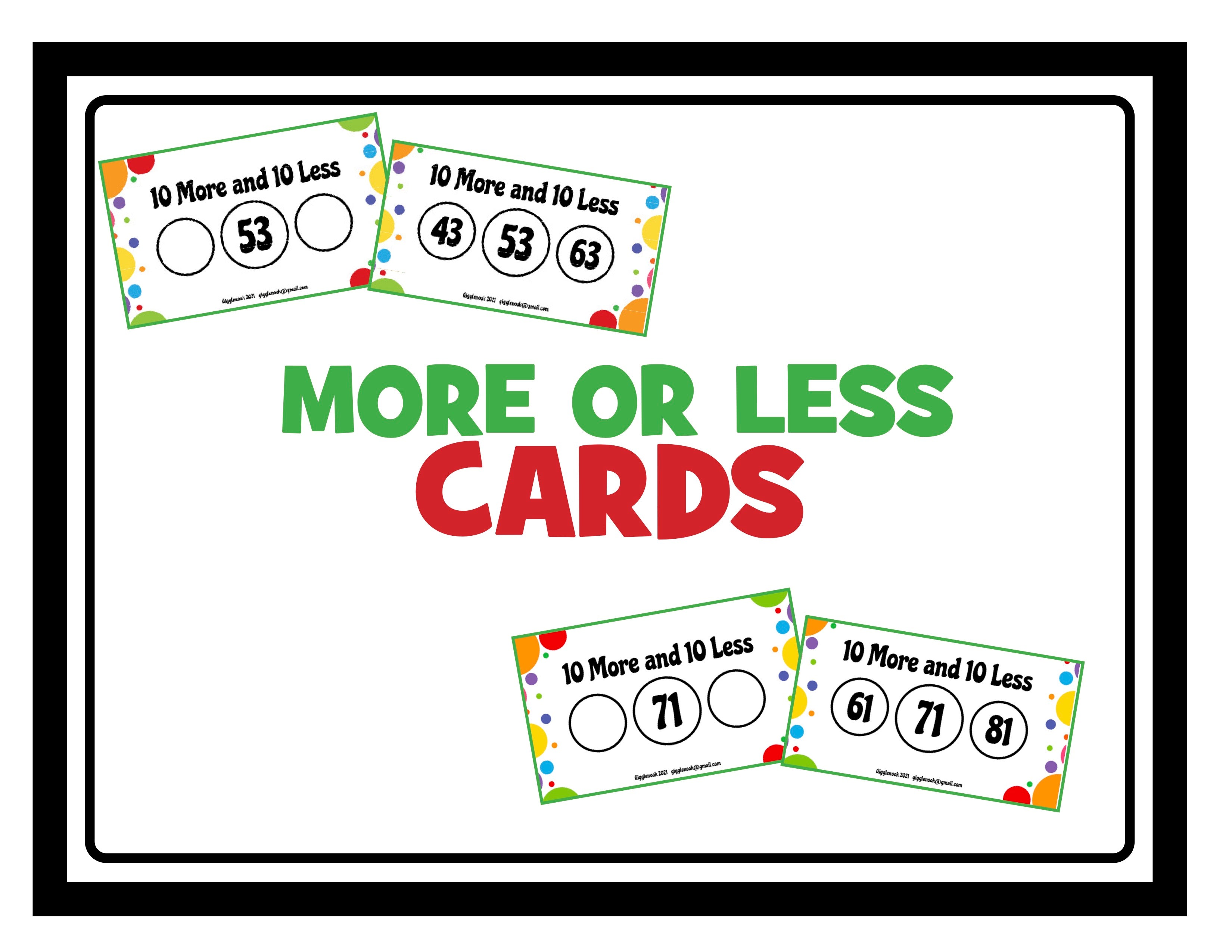 More or Less Cards – Gigglenook Math Store